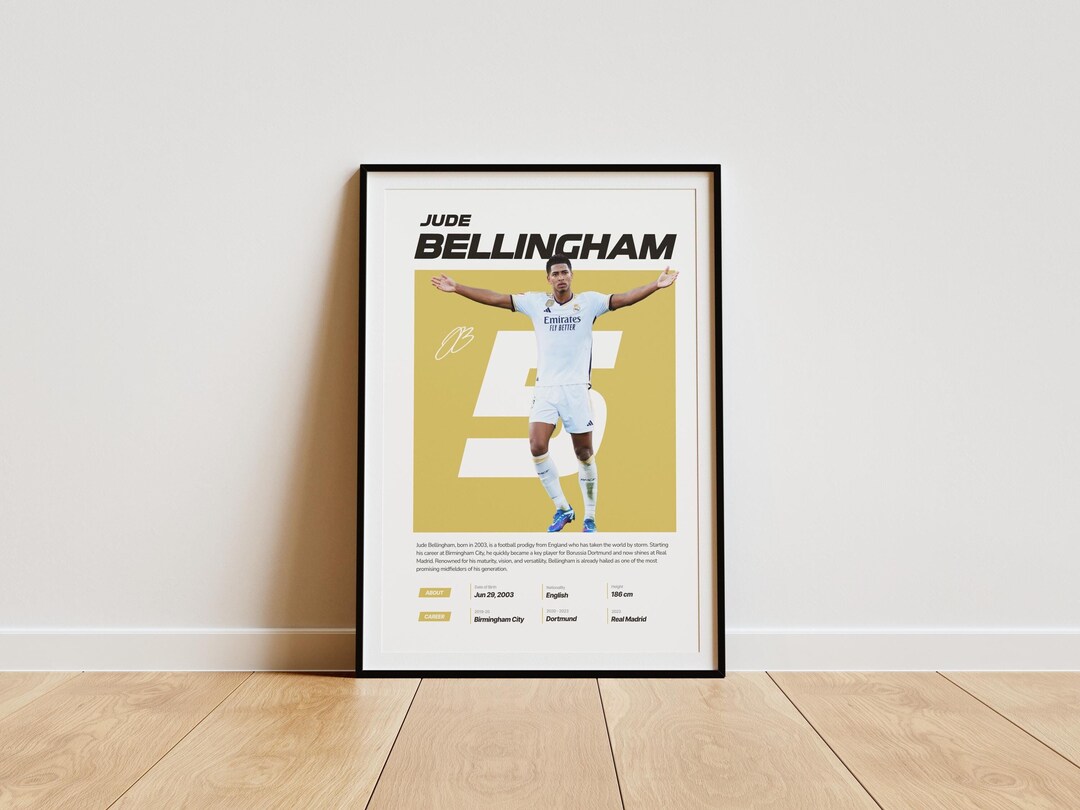 Jude Bellingham Poster, Bellingham Real Madrid Poster, Football Print ...
