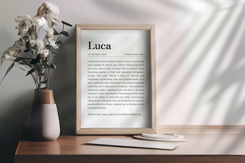 Luca Name Meaning Wall Art, Personalized Dictionary Print, Custom Baby ...