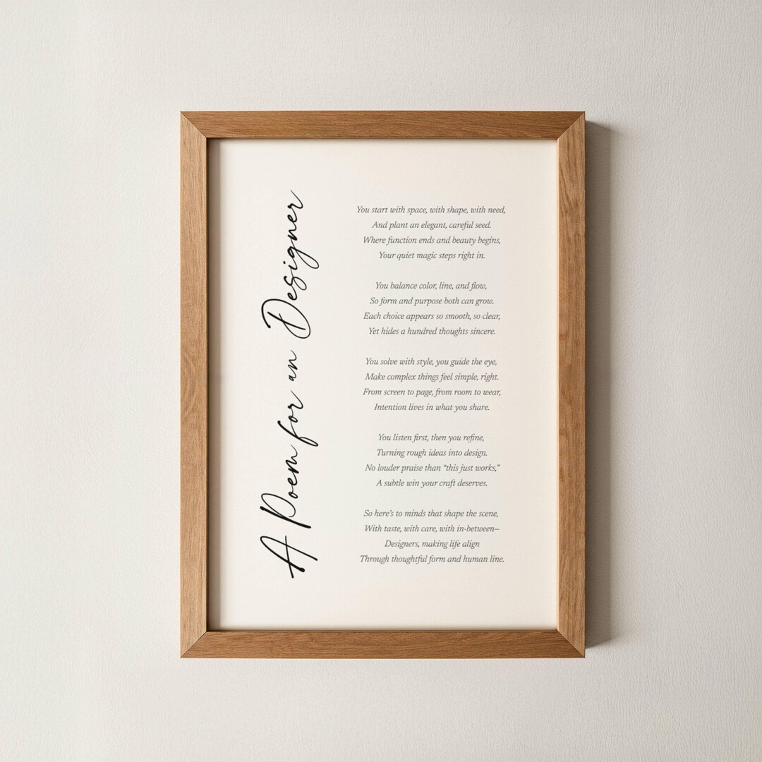 A Poem for Designer Wall Art, Designer Gift Print, Minimalist Poetry ...