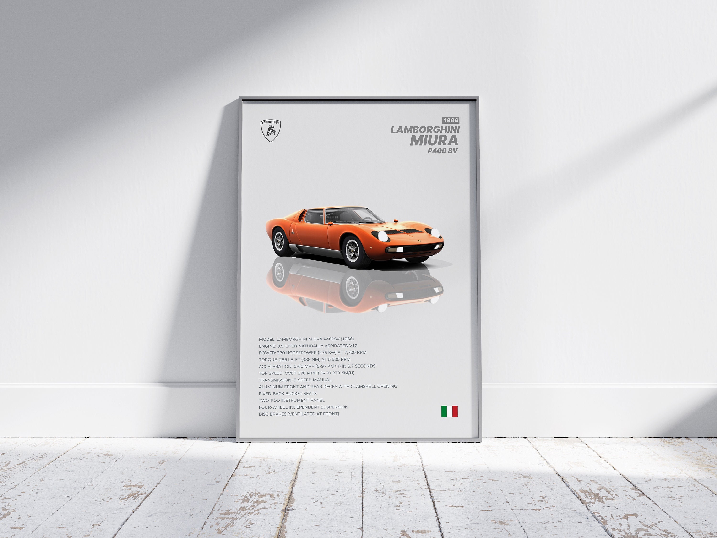 Lamborghini Miura Car Poster, Cars Poster Print, Retro Car Poster ...