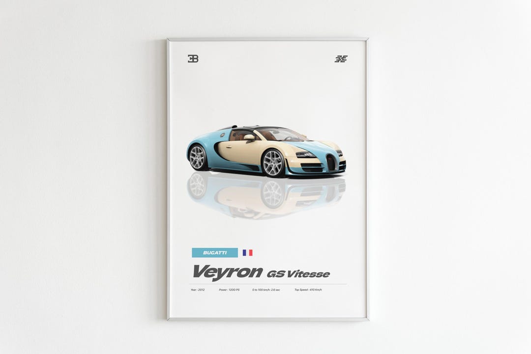 Bugatti Veyron Poster Print Cars Poster Print Retro Car Poster Gift for ...