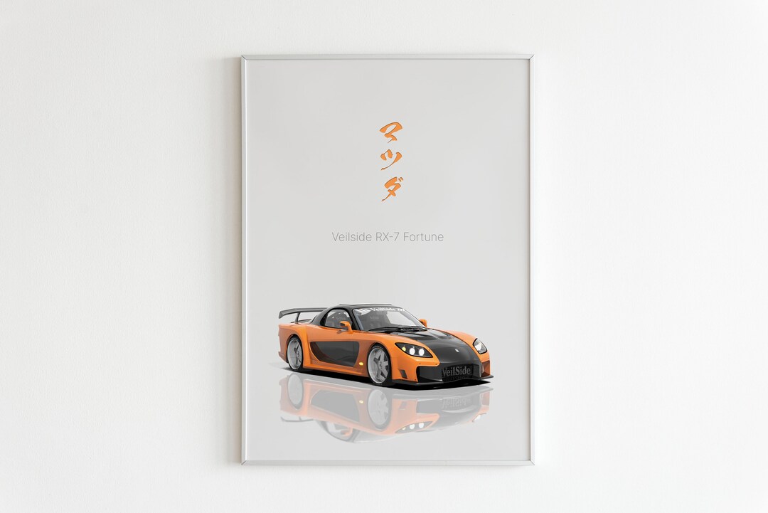 Mazda RX-7 Japanese Car Poster, Cars Print, RX-7 Poster, Tokyo Drift ...