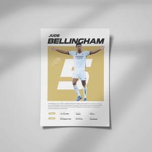 Jude Bellingham Poster, Bellingham Real Madrid Poster, Football Print ...