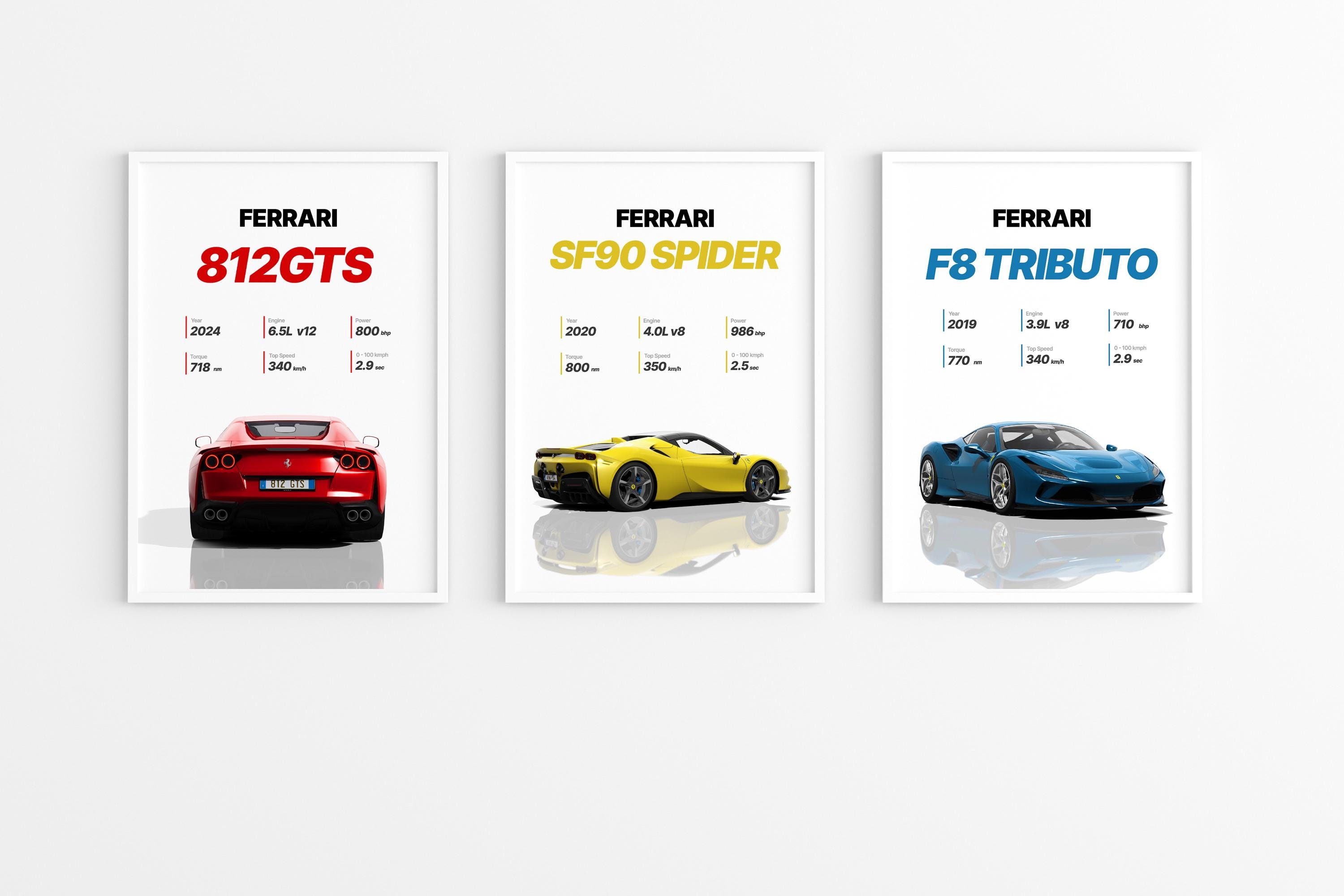 Set of 20 Ferrari Poster, Cars Poster Print, Retro Car Poster, Supercar ...