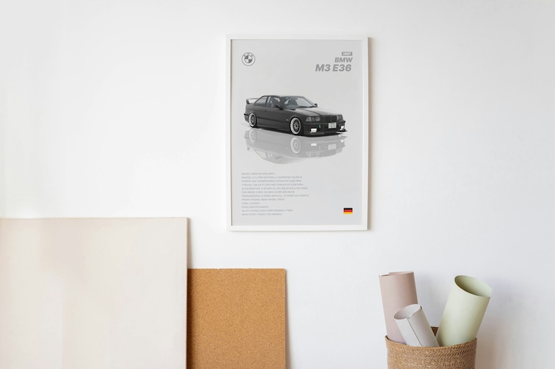 BMW M3 E36 Car Poster, Cars Poster Print, Retro Car Poster, Supercar ...