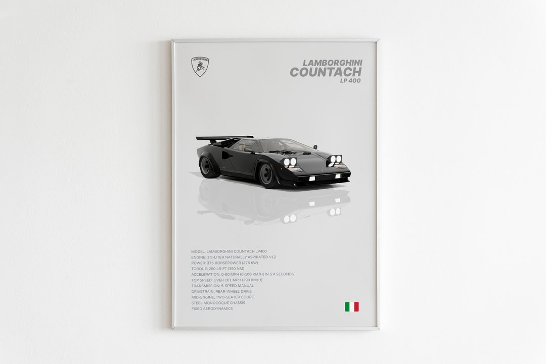Lamborghini Countach Car Poster, Cars Poster Print, Retro Car Poster ...
