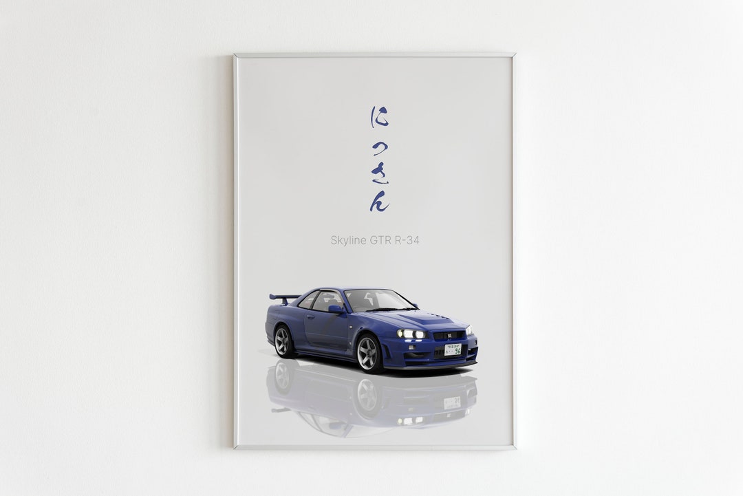 Nissan Skyline GTR R-34 Japanese Car Poster, Cars Print, Supercar ...