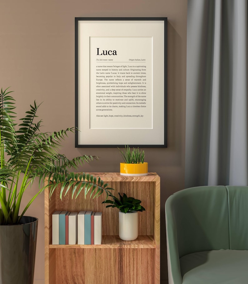Luca Name Meaning Wall Art, Personalized Dictionary Print, Custom Baby ...