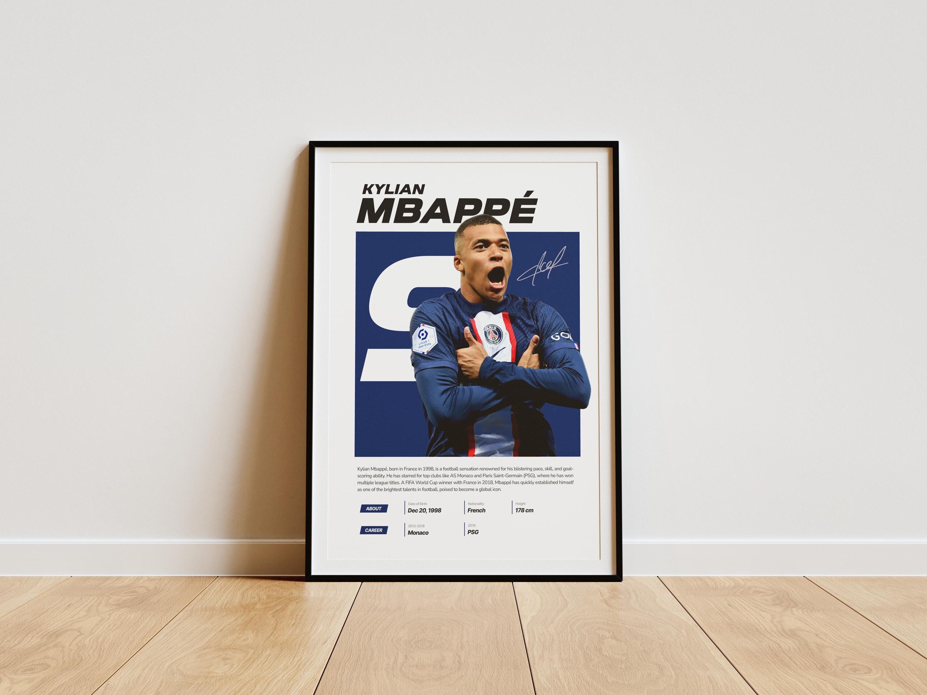 Kylian Mbappe Poster, Kylian Mbappe Print, PSG Print, Football Player ...
