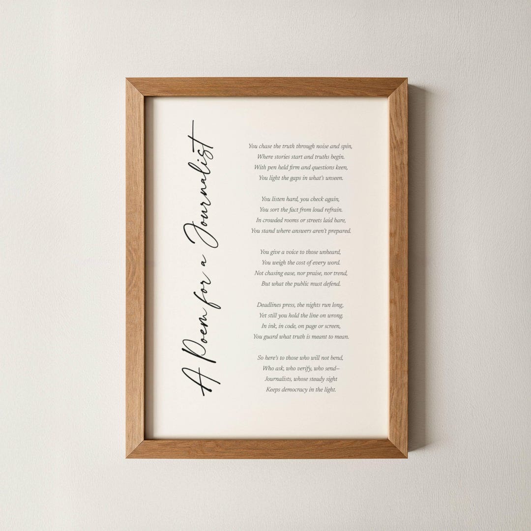 Journalist Poem Print Gift for Journalist Reporter Wall Art ...