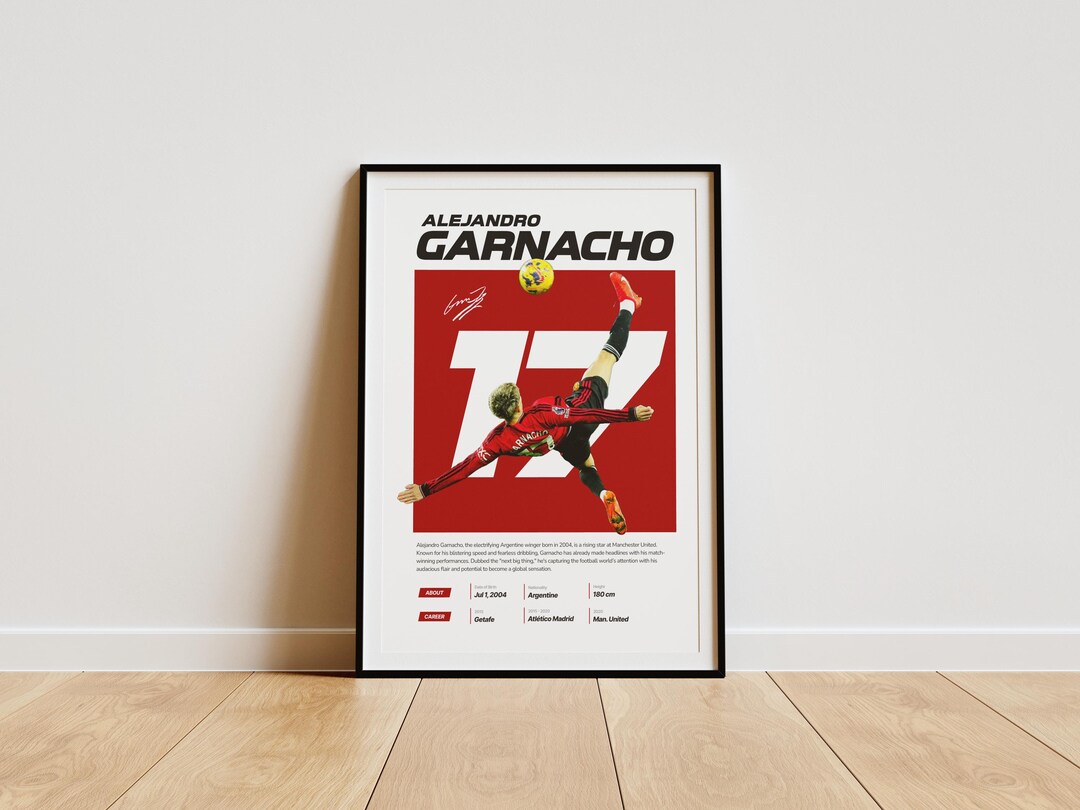 Alejandro Garnacho Poster, Argentina Soccer Print, Football Poster ...