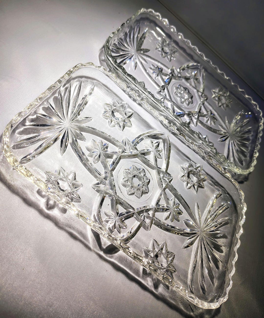 Anchor Hocking Star of David Crystal Clear Glass Relish Condiment Tray ...