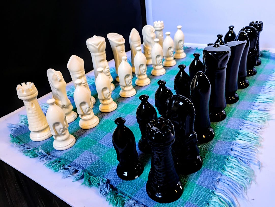 Gothic Sculpted Ceramic Chess Pieces ONLY Set of 16 Duncan Peter Ganine ...