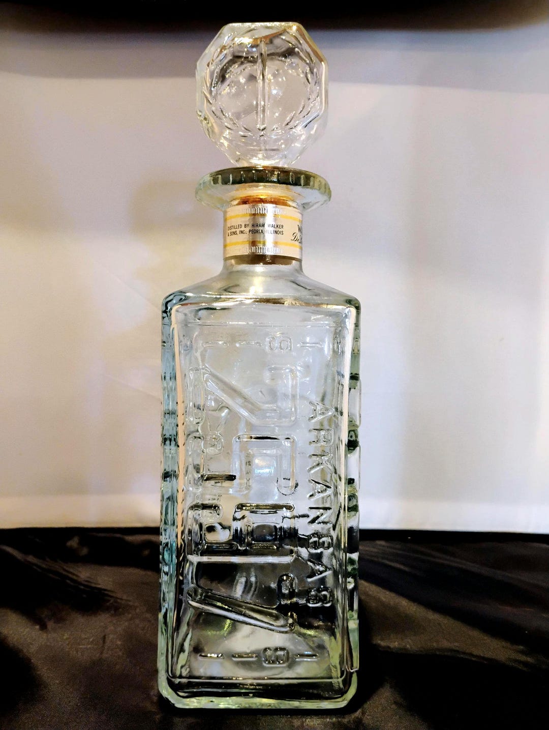 Walkers Deluxe License Plate Glass Bottle Decanter Bourbon Whiskey ...