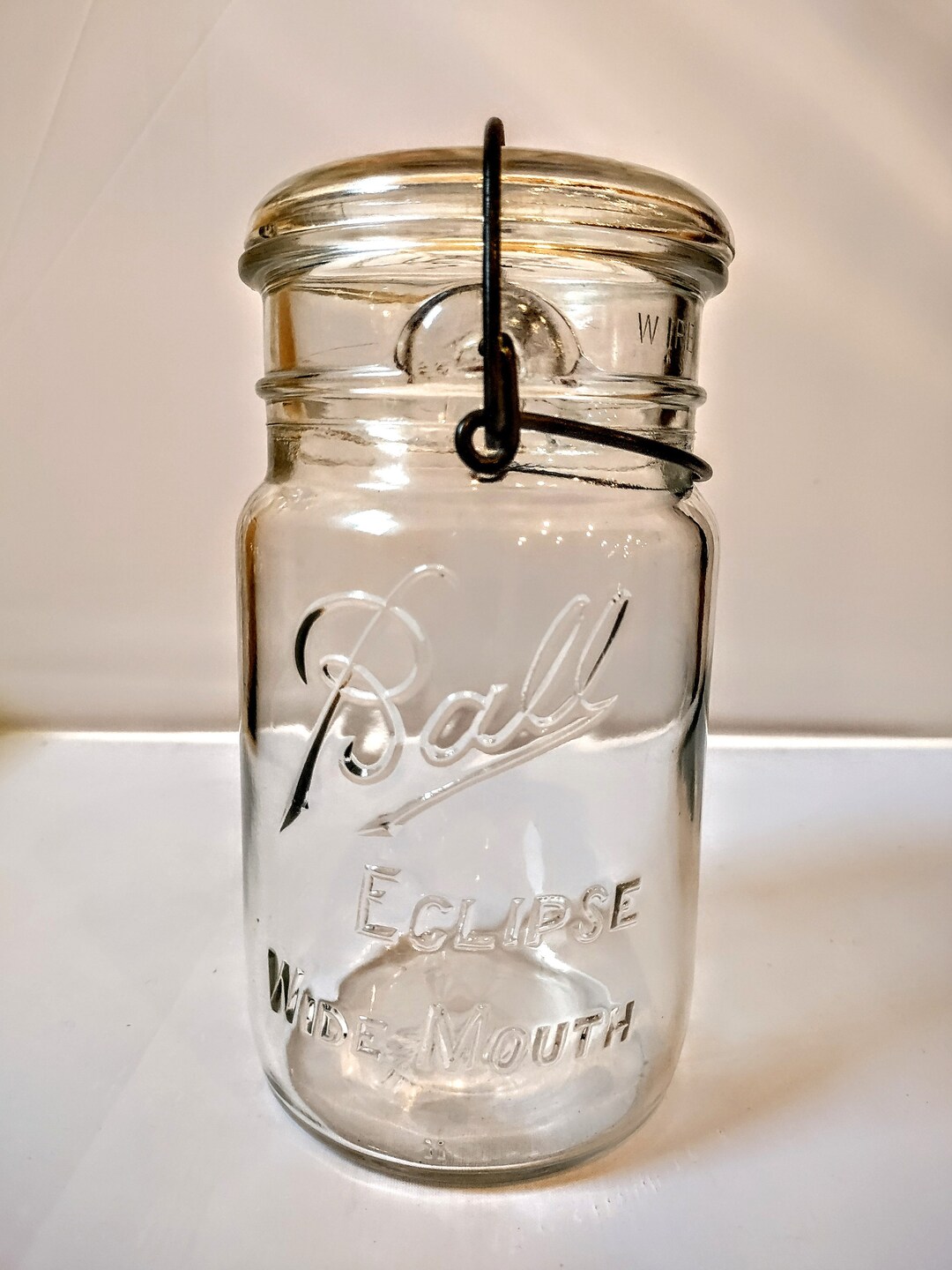 Ball Eclipse Wide Mouth Jar Glass Lid Wire Bale Quart Size "lightning Jar" Henry Putnam Vintage ...
