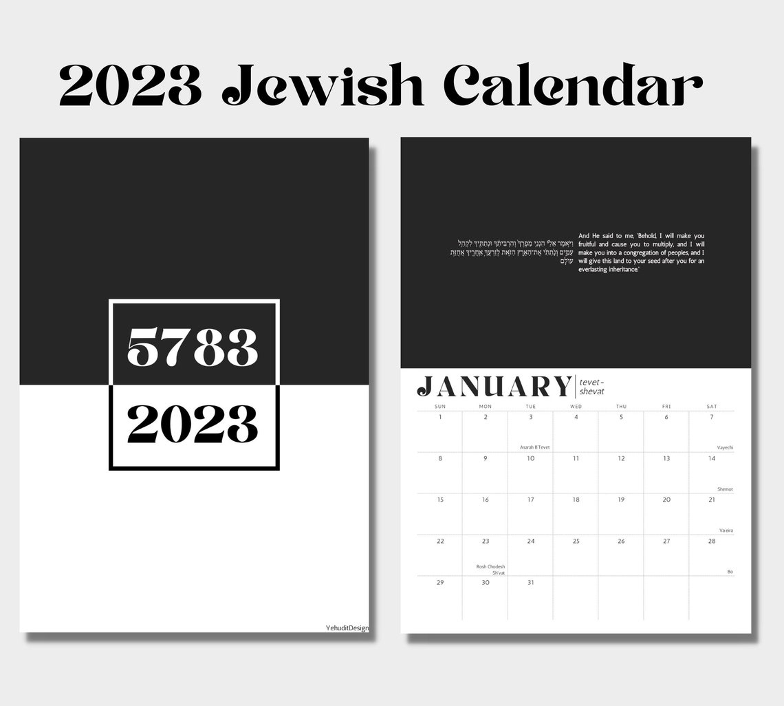 2023 Jewish Calendar Printable, 5783-5784, Torah Portion, Diaspora - Etsy