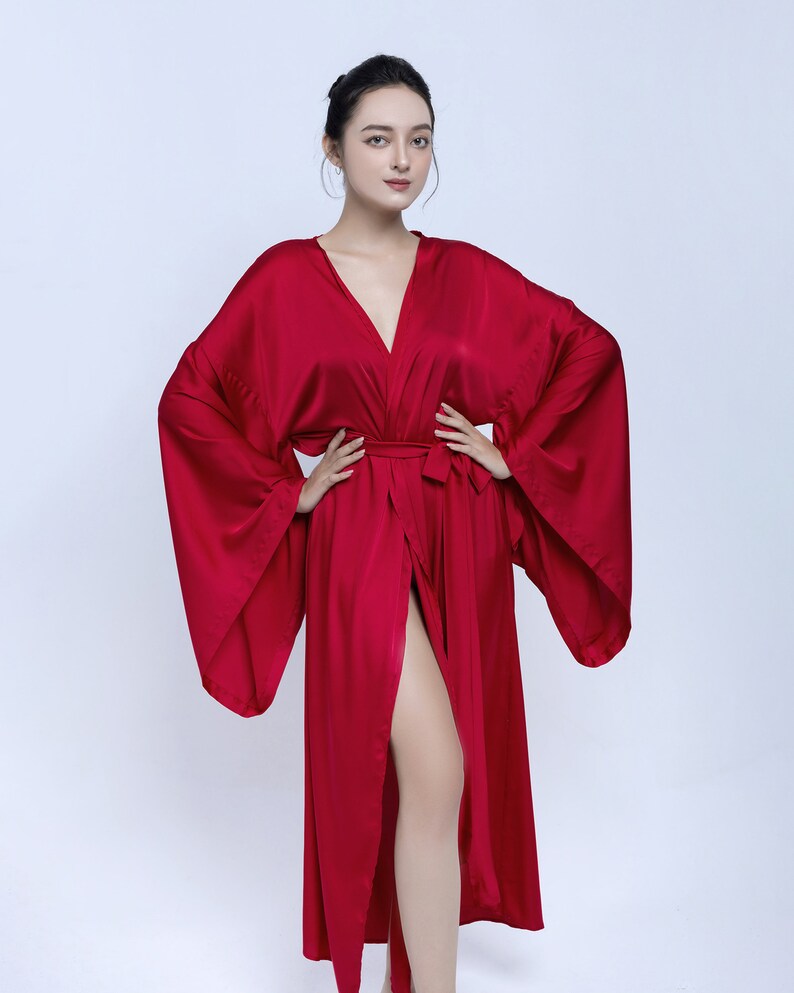 Plus Size Silk Robe for Women - Bridesmaid Robe - Silk Kimono Robe ...