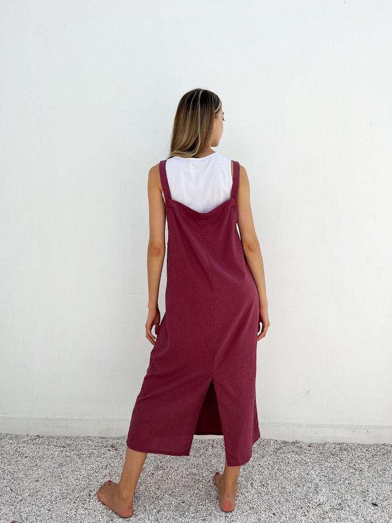 Linen Apron Dress – Linen Long Pinafore Dress – Overall Dress - Maxi ...