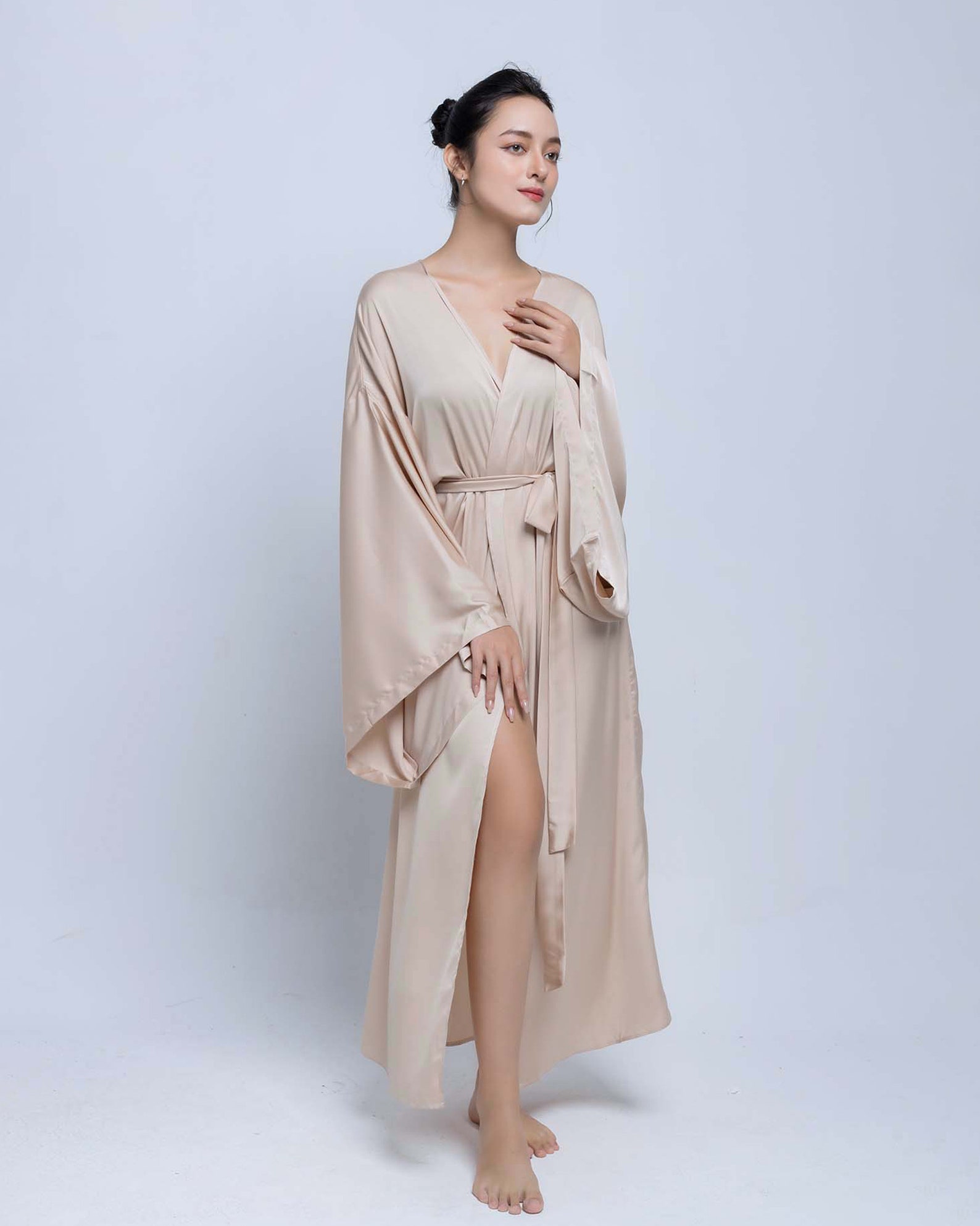 Plus Size Silk Robe for Women Bridesmaid Robe Silk Kimono Robe Floor ...