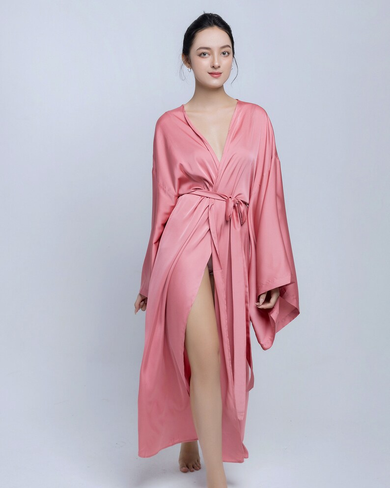 Bridal Long Silk Robe Floor Length Gown Silky Kimono - Etsy