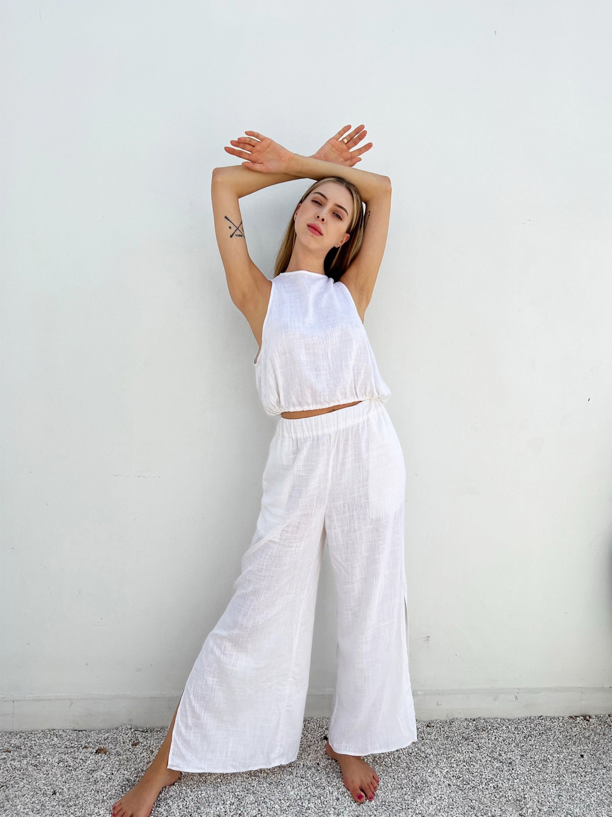 Linen Set Clothing Long Linen Pants and Linen Top Sleeveless - Etsy