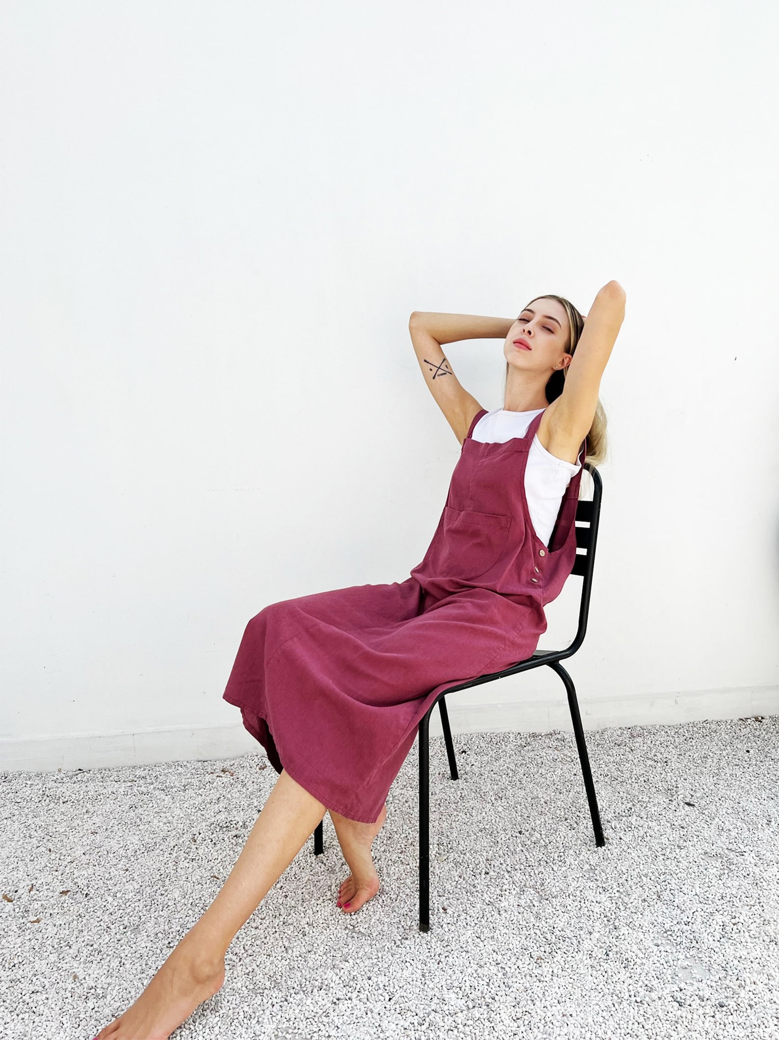 Linen Apron Dress – Linen Long Pinafore Dress – Overall Dress - Maxi ...