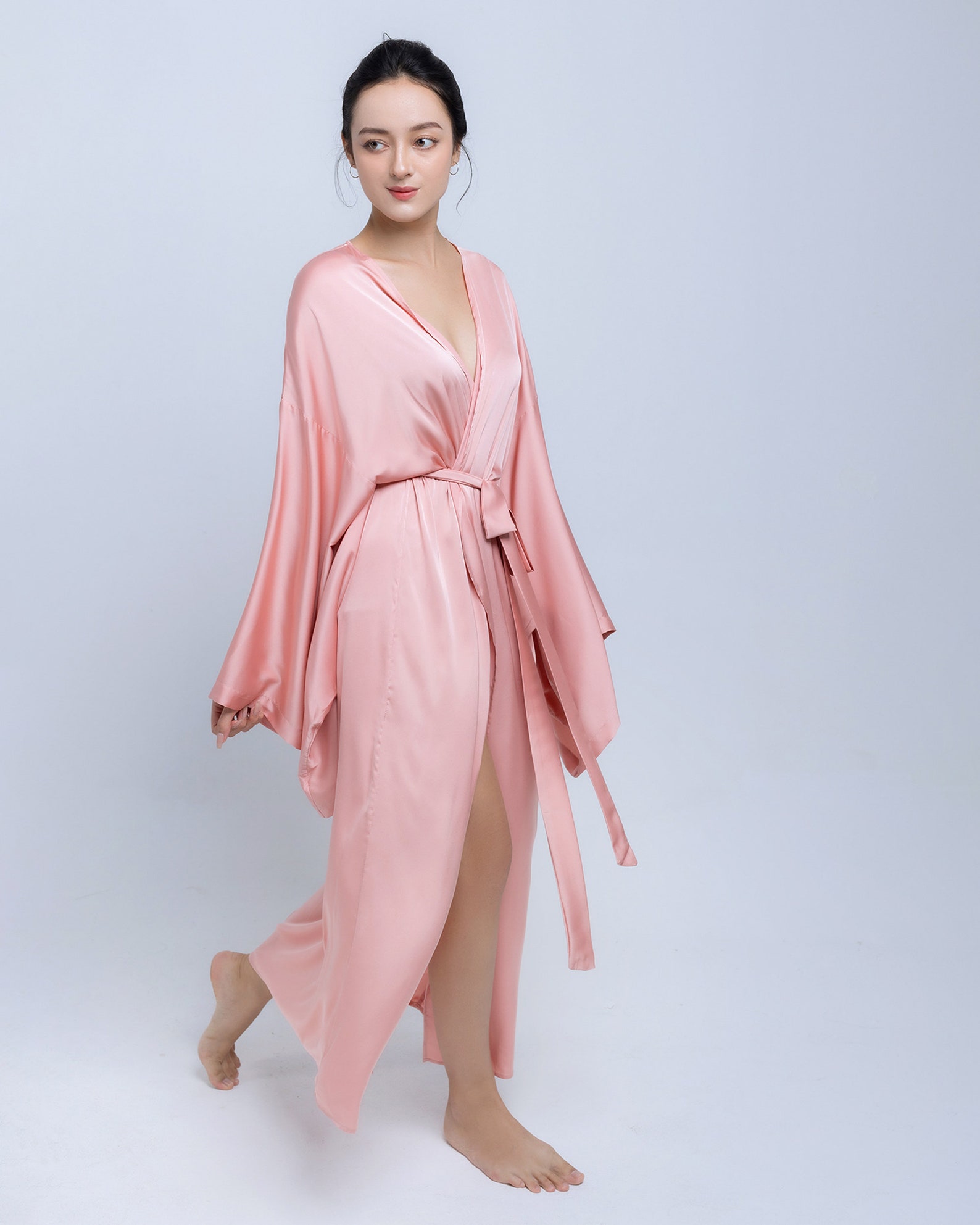 Plus Size Silk Robe for Women Bridesmaid Robe Pink Color - Etsy