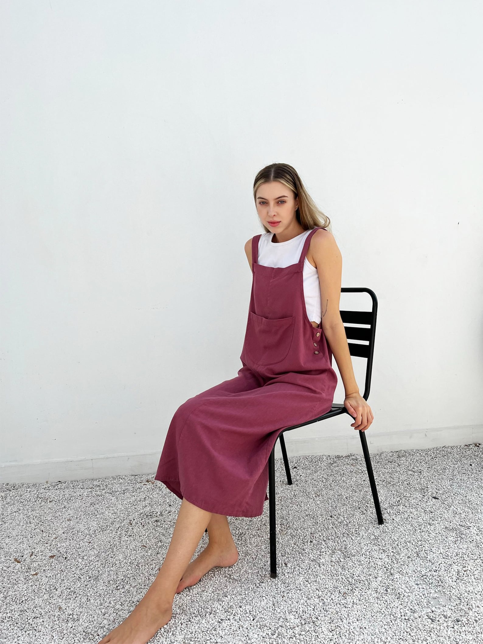 Linen Apron Dress Linen Long Pinafore Dress Overall Dress Maxi Jumper ...