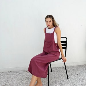 Linen Apron Dress – Linen Long Pinafore Dress – Overall Dress - Maxi ...