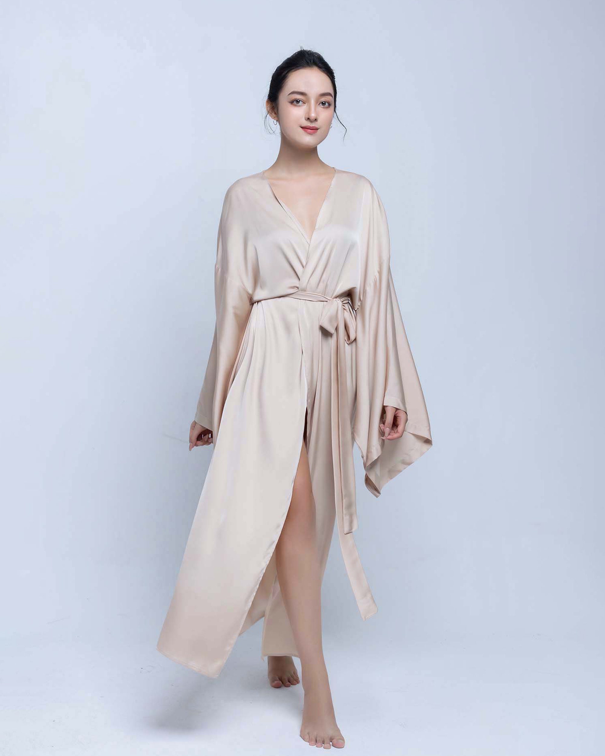 Plus Size Silk Robe for Women Bridesmaid Robe Silk Kimono Robe Floor ...