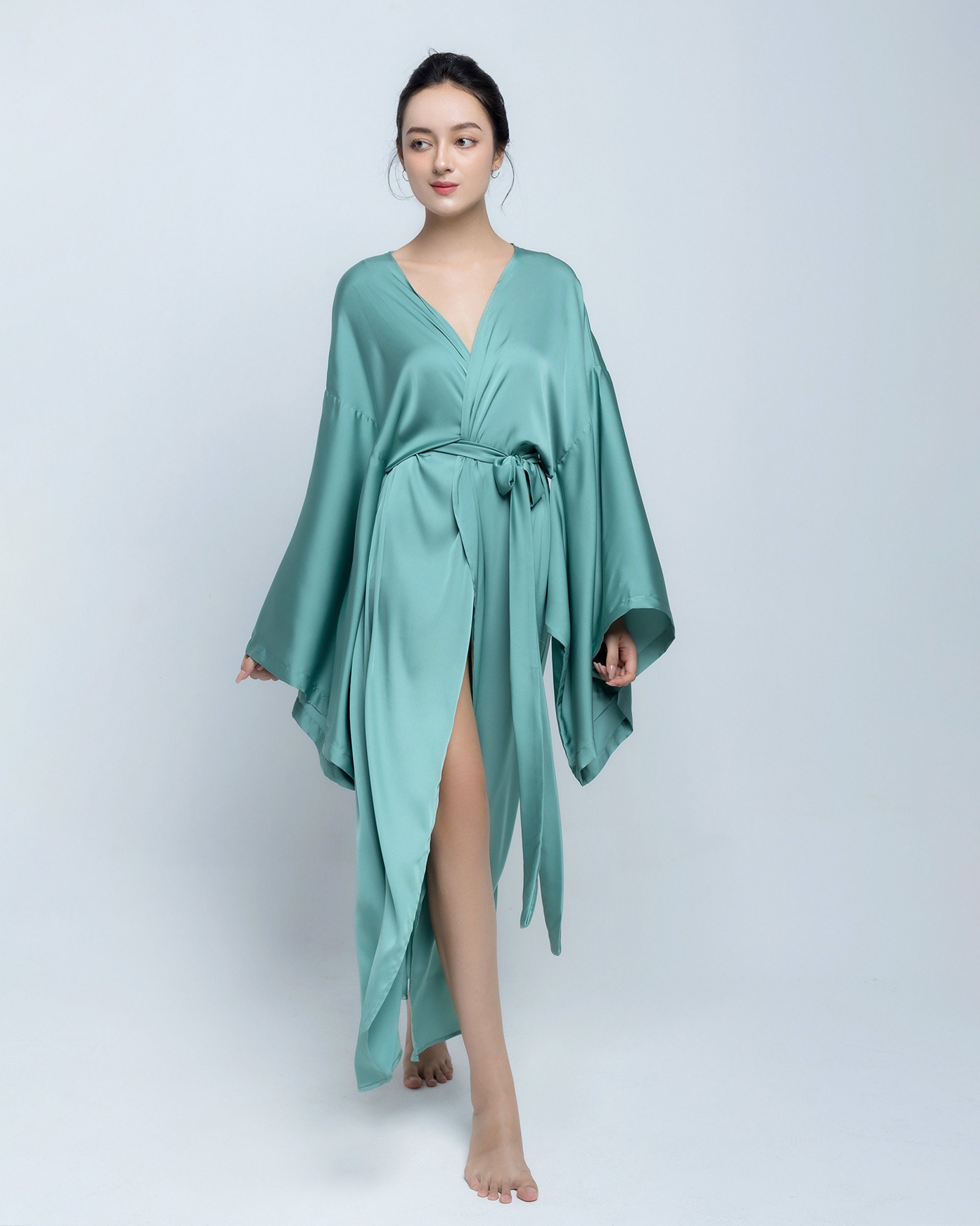 Plus Size Silk Robe for Women Bridesmaid Robe Silk Kimono Robe Floor ...