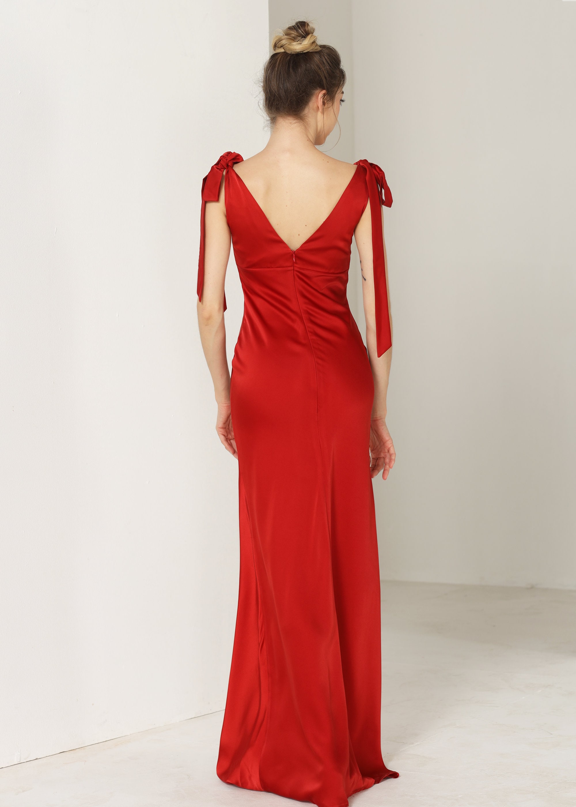 Silk Dress Silk Wedding Dress Bridesmaid Dress Long Silk Dress Open ...