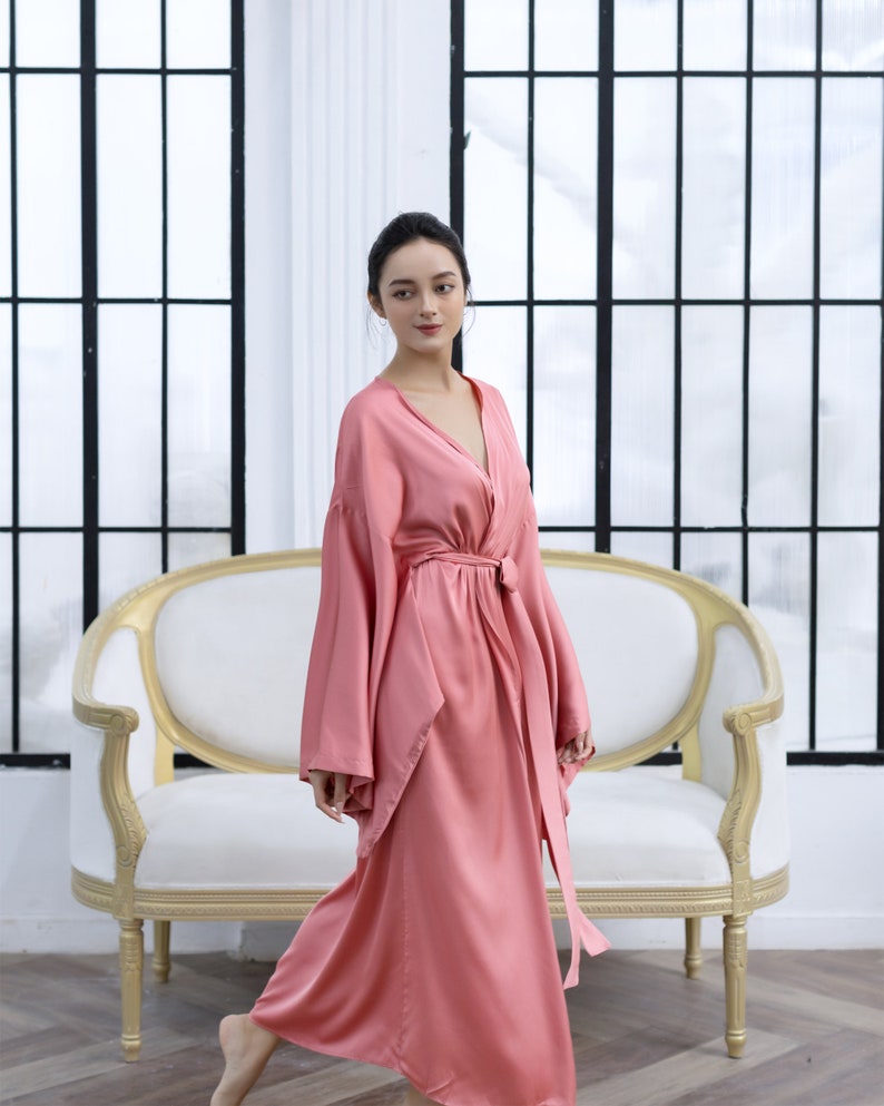 Bridal Long Silk Robe Floor Length Gown Silky Kimono - Etsy