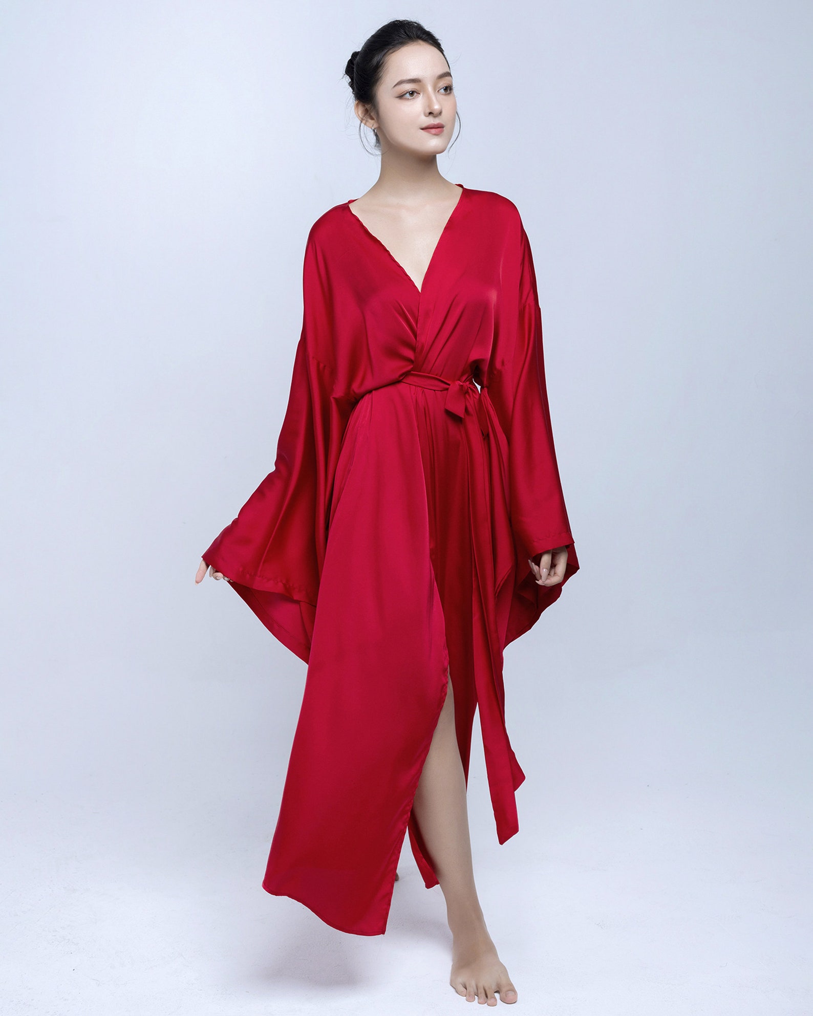 Plus Size Silk Robe for Women - Bridesmaid Robe - Silk Kimono Robe ...