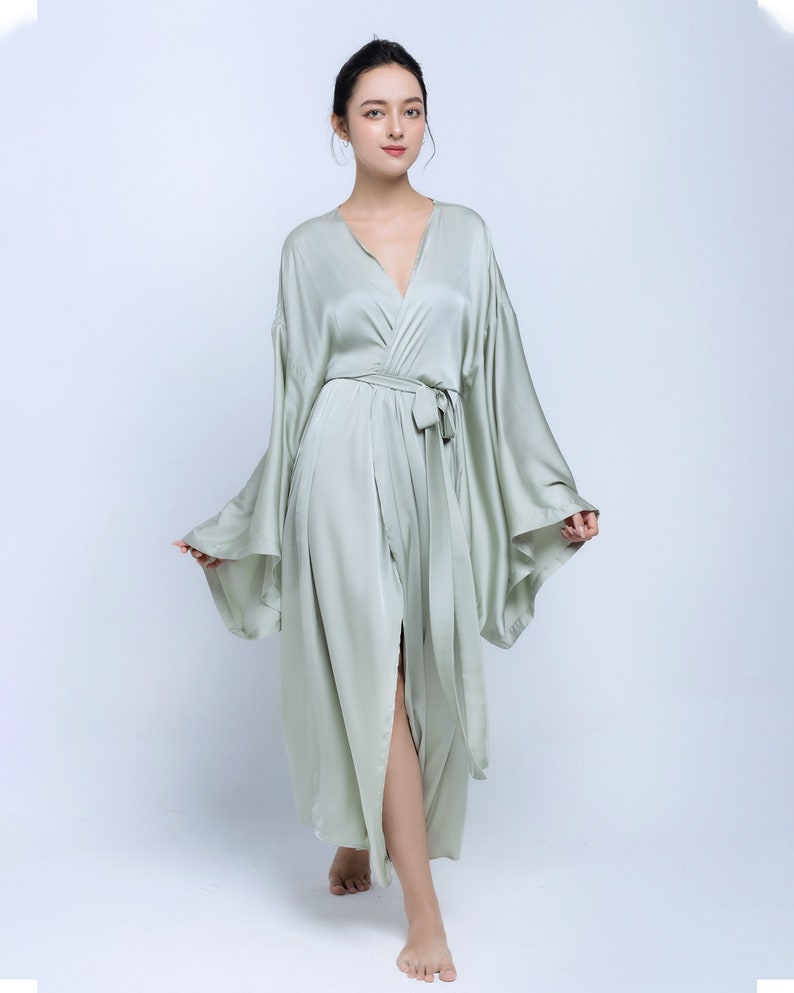Plus Size Silk Robe for Women Bridesmaid Robe Mint Color - Etsy