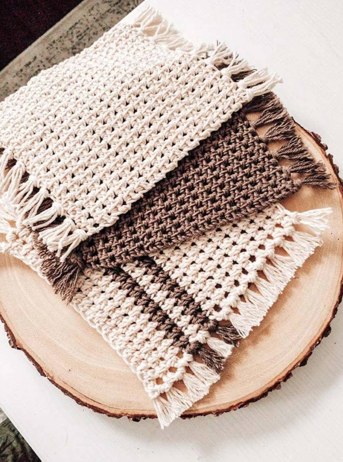 Mug Rug Cotton Yarn Coasters - Etsy