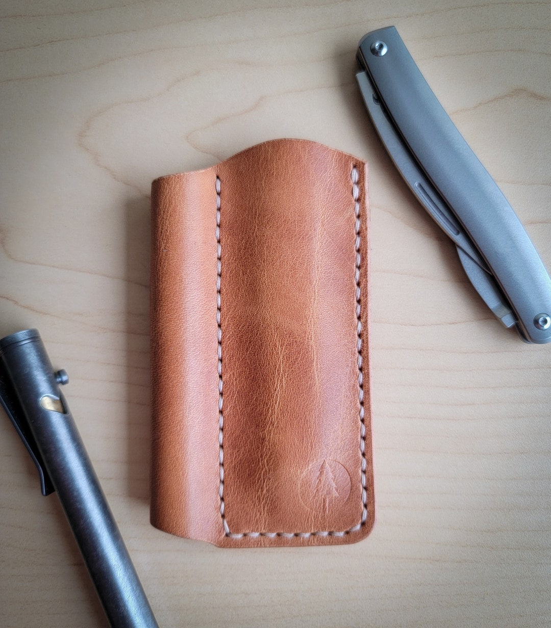The Professional Handmade EDC Leather Knife Slip With Pen Loop Horween ...
