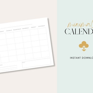 Minimalist Calendar, Blank Calendar, Monthly Calendar, Printable ...