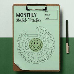 Monthly Habit Tracker, Pastel Wellness Digital Download, Printable Goal ...