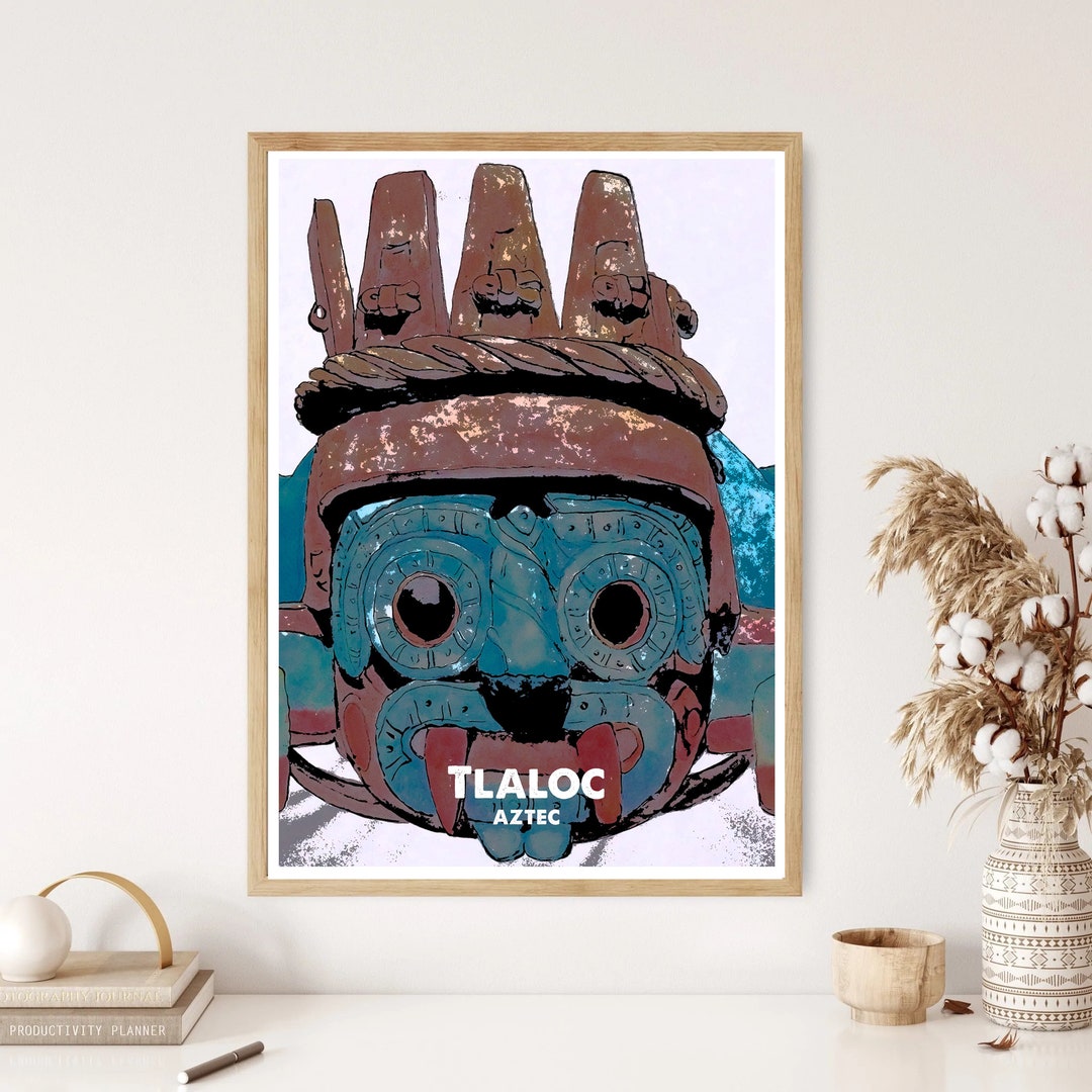 Tlaloc, Wall Print, God, Goddess, Aztec Empire, Aztec, Unframed A3/A4 ...