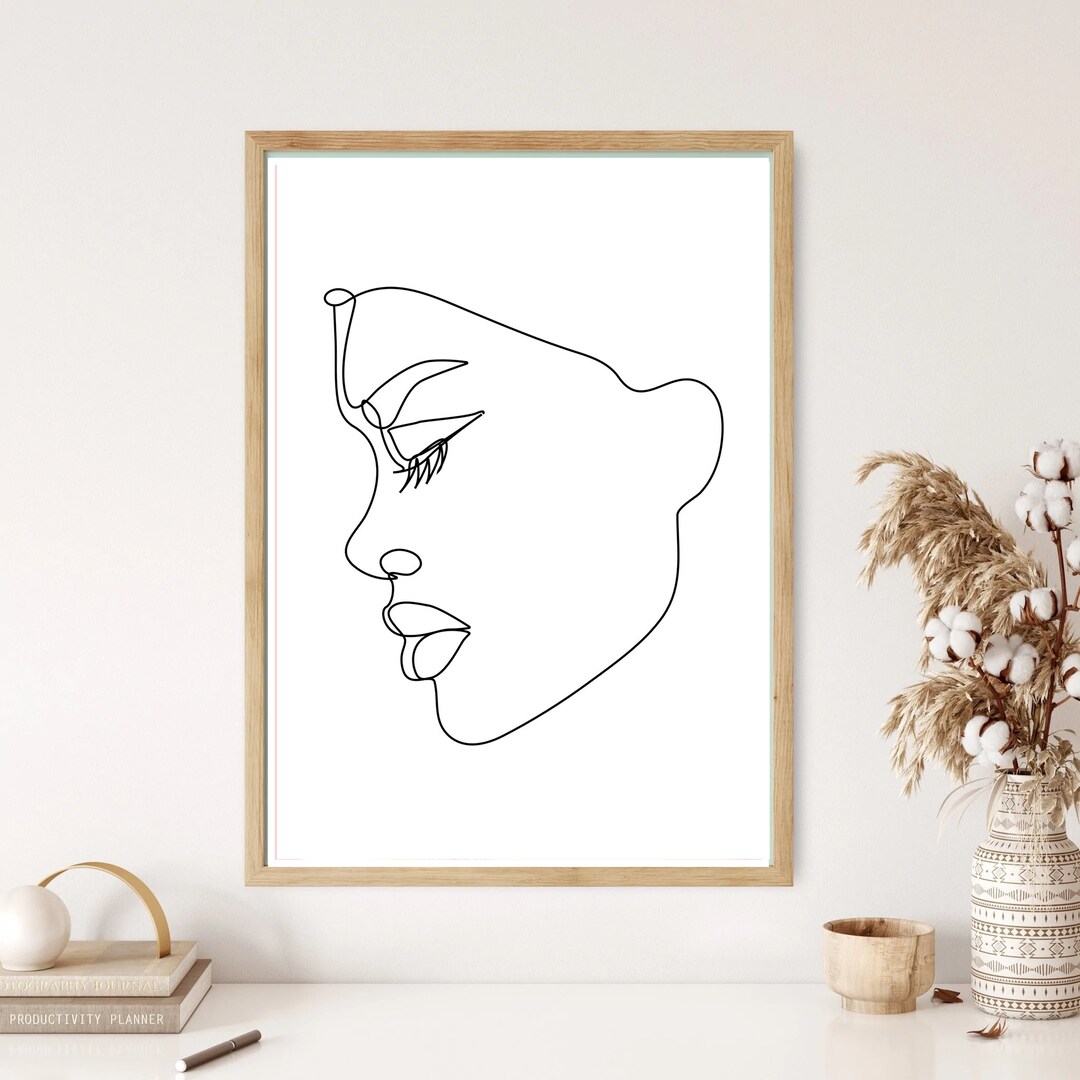 Woman Side Face Portrait Line Art Wall Print Poster Art - Etsy