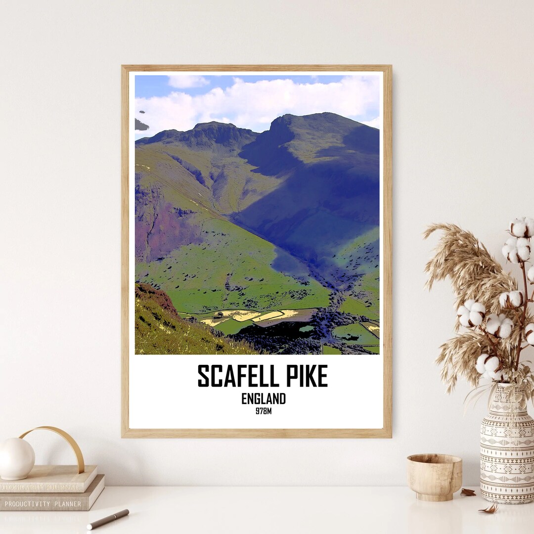 Scafell Pike Wall Print Minimal Poster Art Kitchen Living Room Bathroom ...