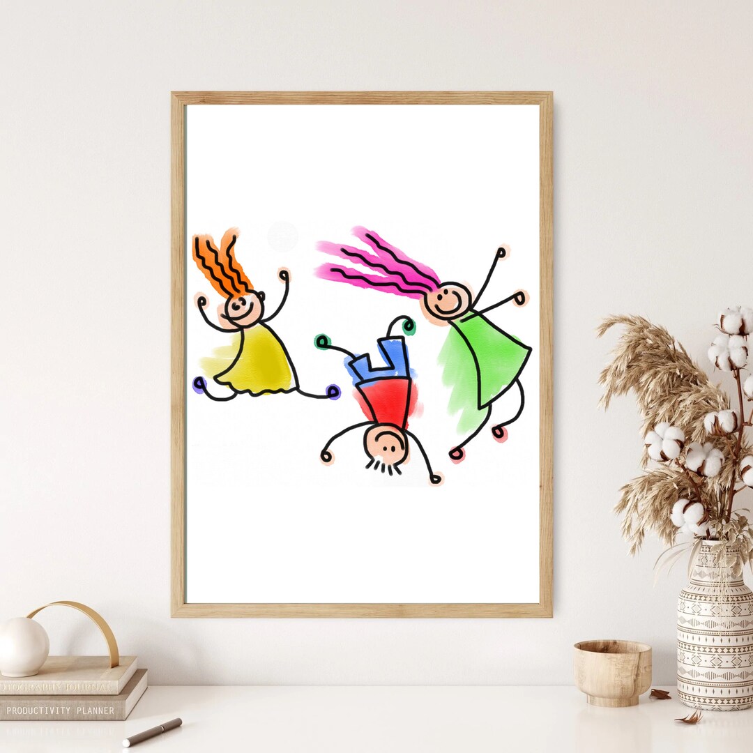 Three Silly Children Children's Wall Print 3 Colours A3 A4 A5 Minimal ...