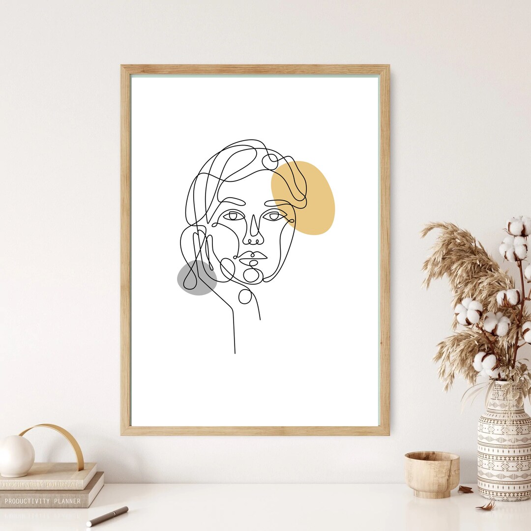Stained Thinking Face Line Art Wall Print Poster Art Kitchen Living ...