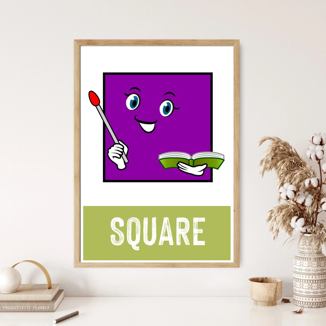 Children's Learning Shapes Square Poster Wall Print Art Kitchen Living ...