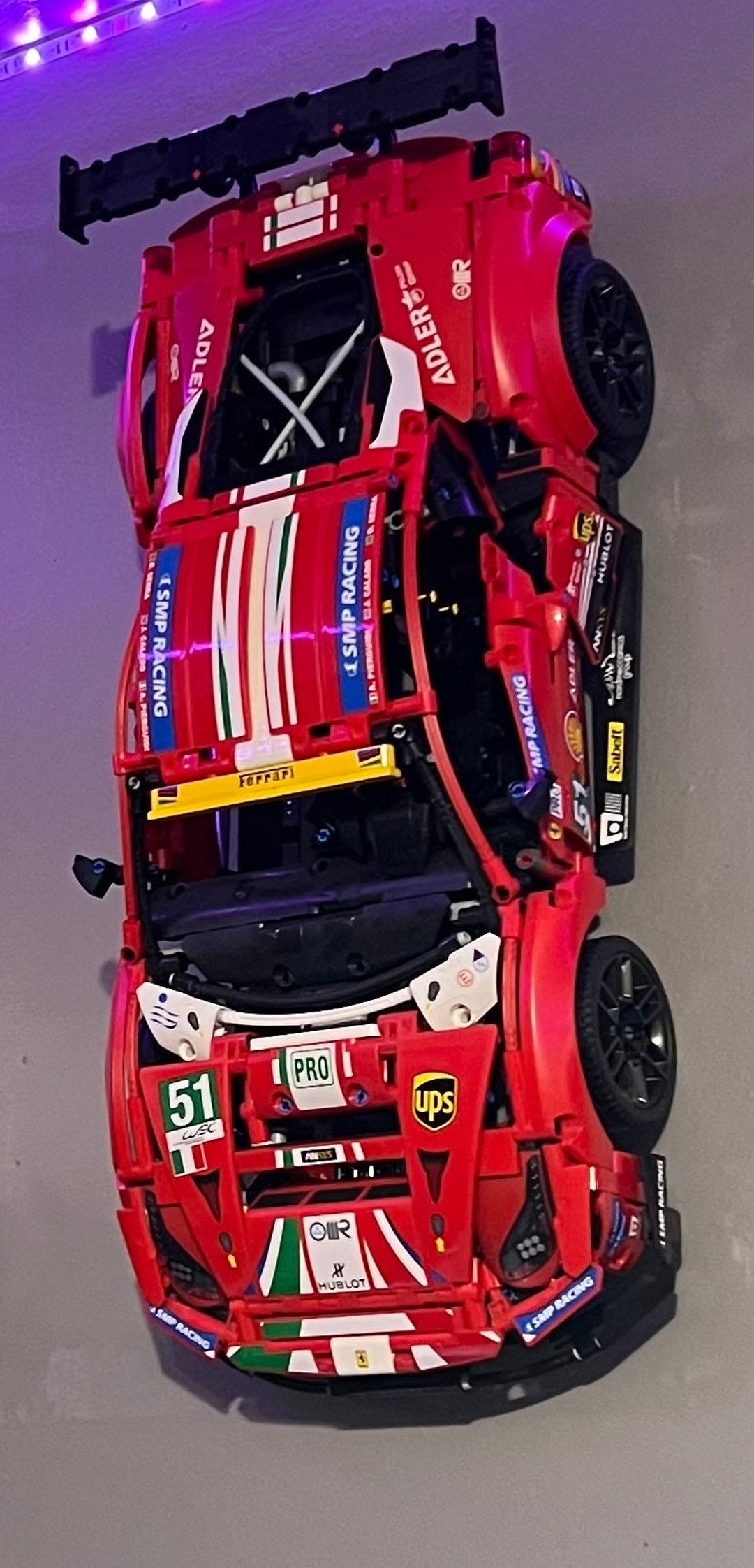 Custom 3D Printed Ferrari 488 GTE Lego Kit Wall Mount for Set 42125 ...