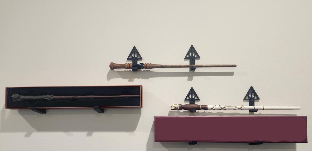 Wall Mount Floating Shelf Hooks Compatible With Harry Potter Wand Wands ...