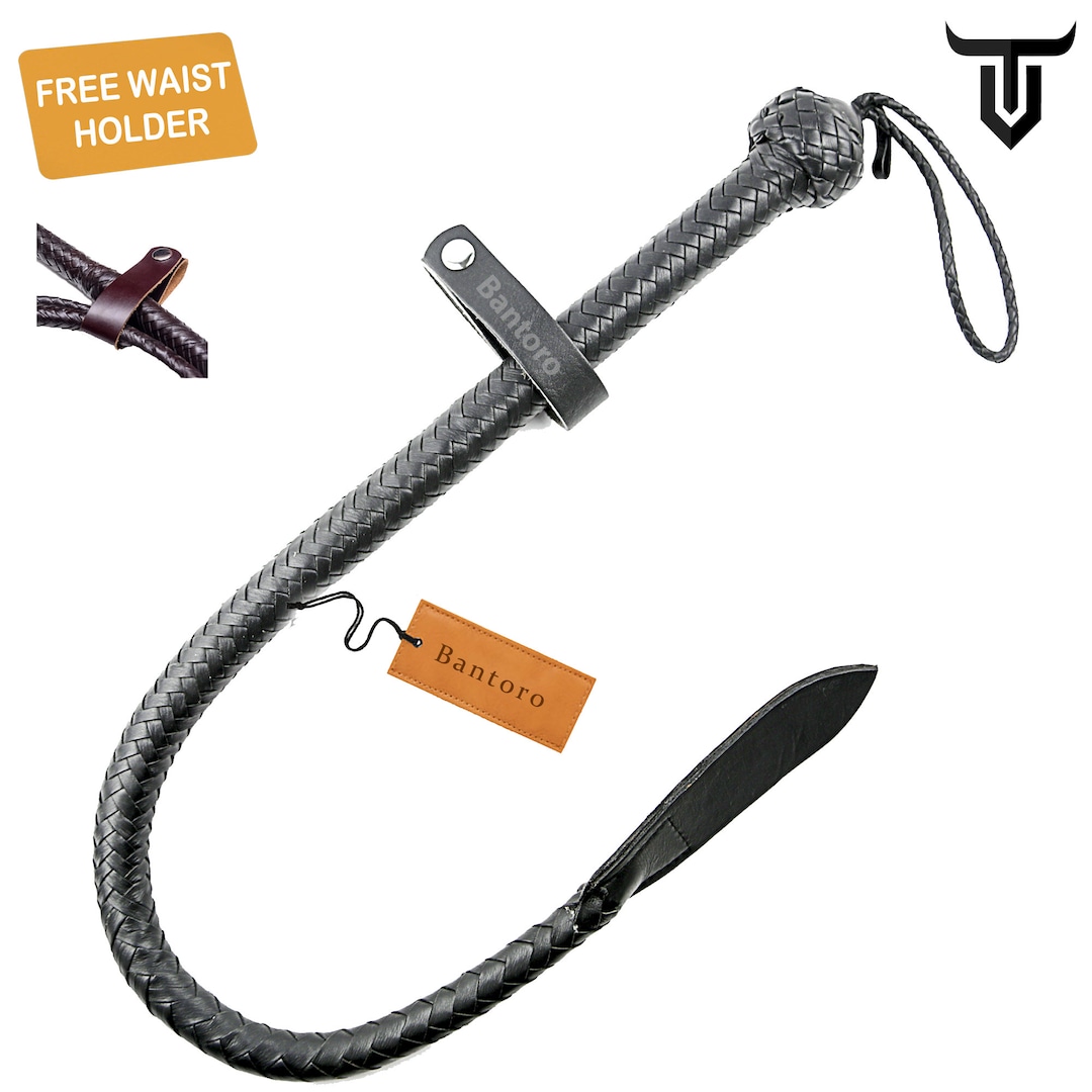 3 Feet Bullwhip Whip BDSM Dragon Tail Black Leather Flogger 16 Plaits ...