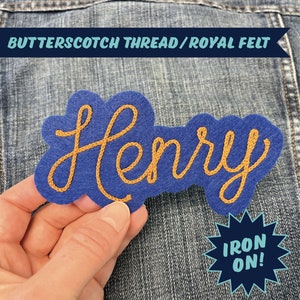 Custom Name Patch With Cursive Script Font | Handmade Chainstitch Embroidered Personalized Iron ...