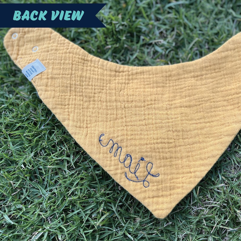 Custom Baby Bib Embroidered With Script Name Chainstitched Cotton ...